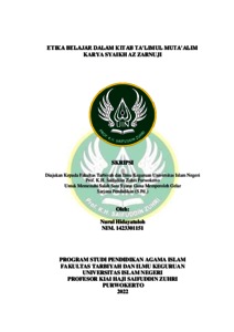 ETIKA BELAJAR DALAM KITAB TA’LIMUL MUTA’ALIM KARYA SYAIKH AZ ZARNUJI - Repository UIN Profesor ...